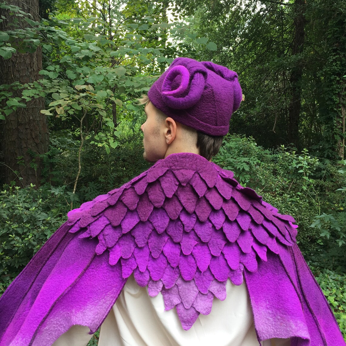 Purple Wool Collar With Feather Effect - Hand Felted Merino Wool - Etsy