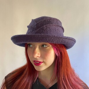 Light Blue Breton Brimmed Hat W/double Pintuck Crown - Hand Felted Wool ...