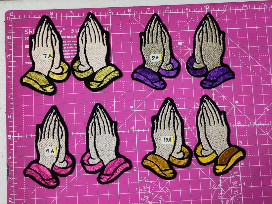 Praying Hands Patch / Appliques - Mirror Image Pair - Etsy