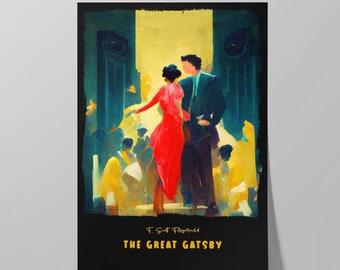 Great Gatsby Poster: F Scott Fitzgerald Book Cover Print - Etsy