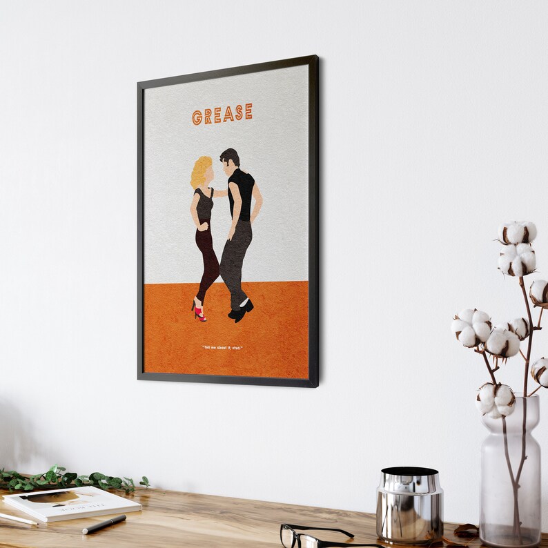 Grease Minimalist Poster / Alternative Movie Print of 70s Cult Musical ...