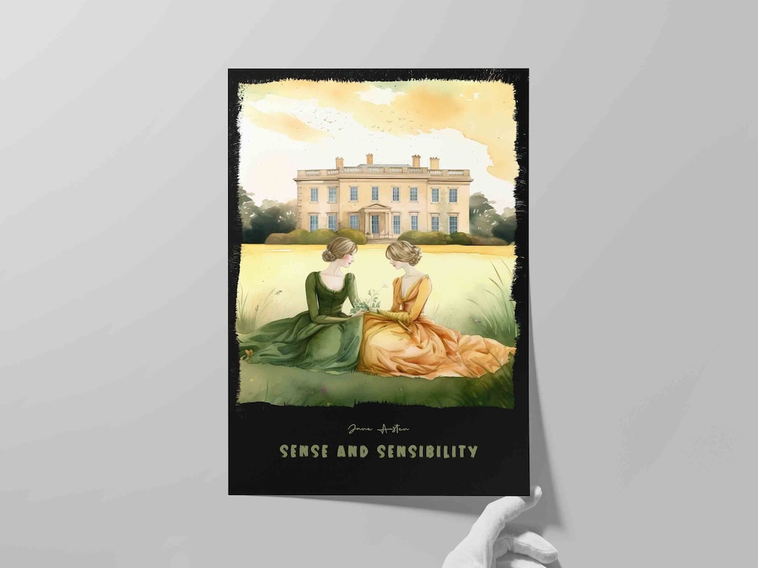 Book Cover of Sense and Sensibility Poster | Print of Jane Austen Book ...