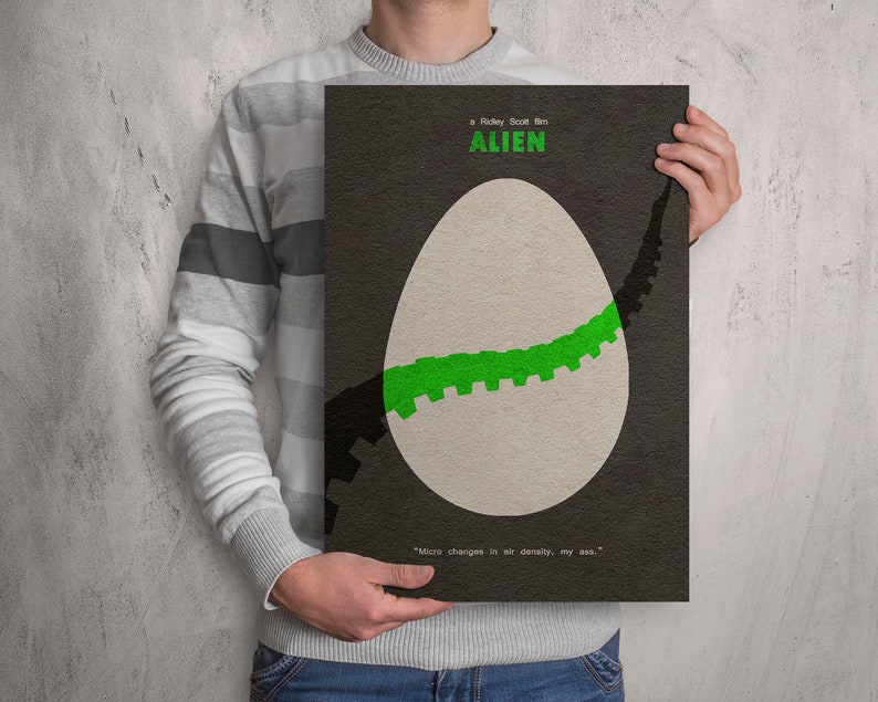 Alien Minimalist Alternative Movie Print & Poster | Etsy