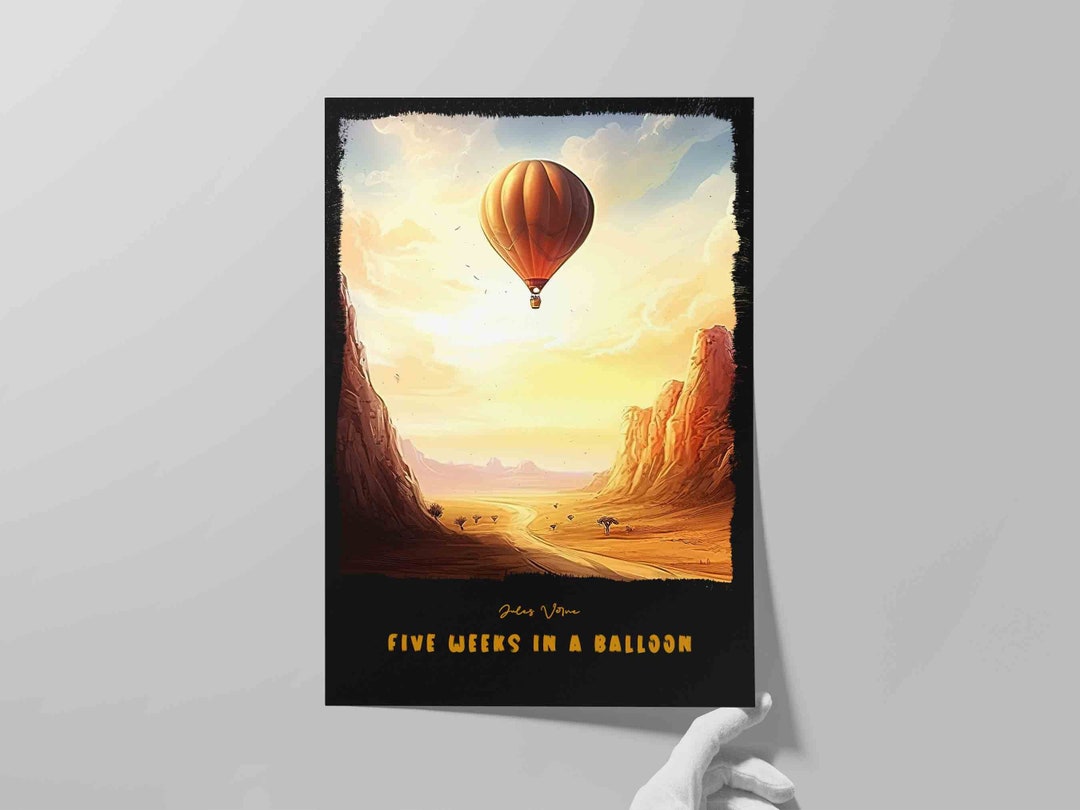Five Weeks in a Balloon Book Cover Poster | Contemporary Design of ...