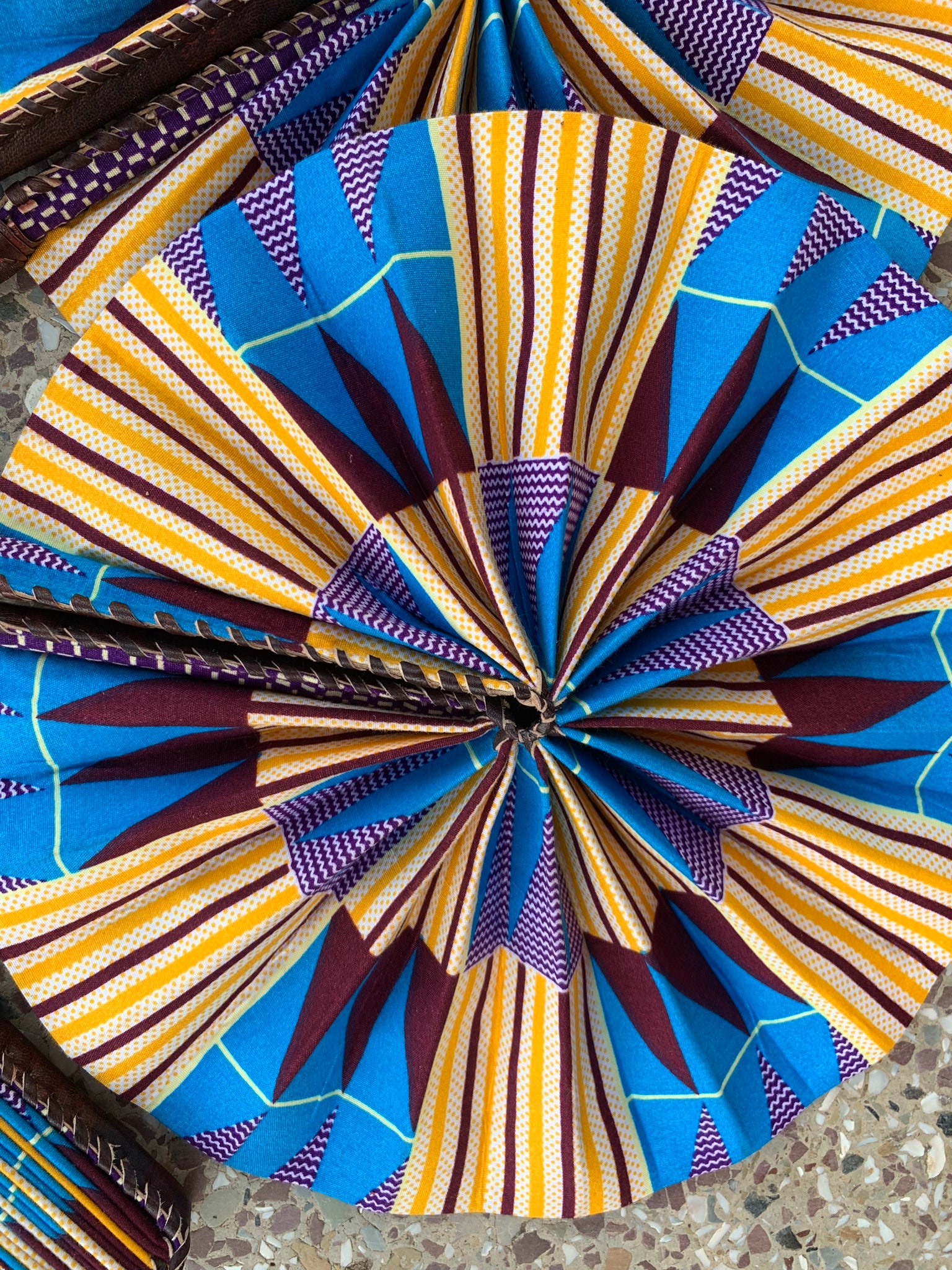 CHIC FANS: Deep Brown Leather Bound Folding African Print Hand Fans - Etsy