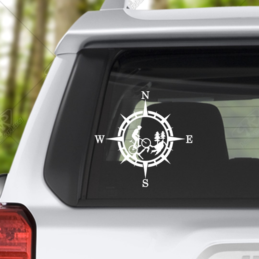 Compass Rose Mountain Bike Vinyl Decal Bumper Sticker for Car Window ...