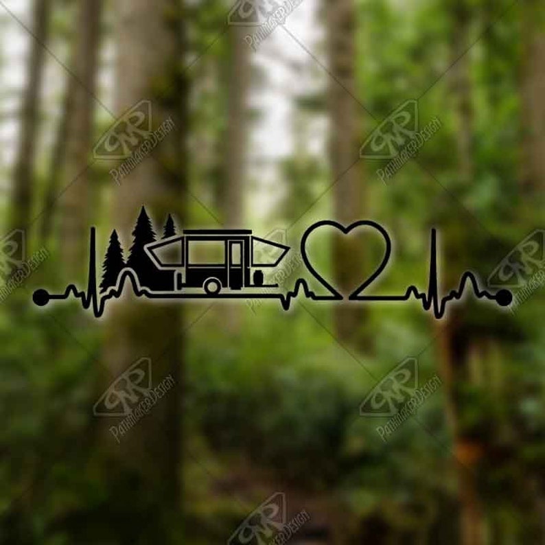 Heartbeat Pop-up Camper Vinyl Decal Bumper Sticker for Car Window Decal ...