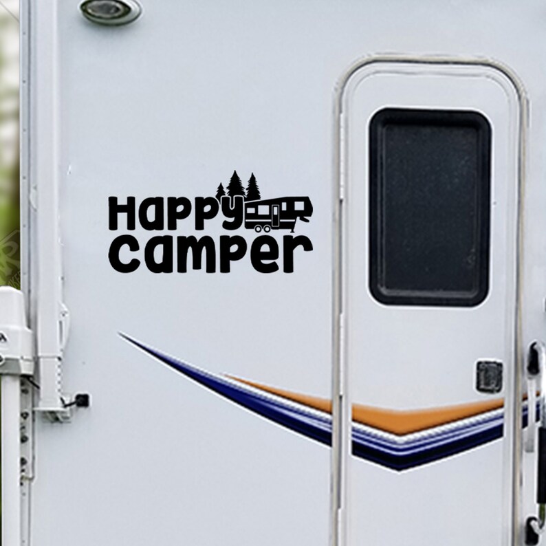 Happy 5th Wheel Camper Vinyl Decal Bumper Sticker for Car Window Decal ...