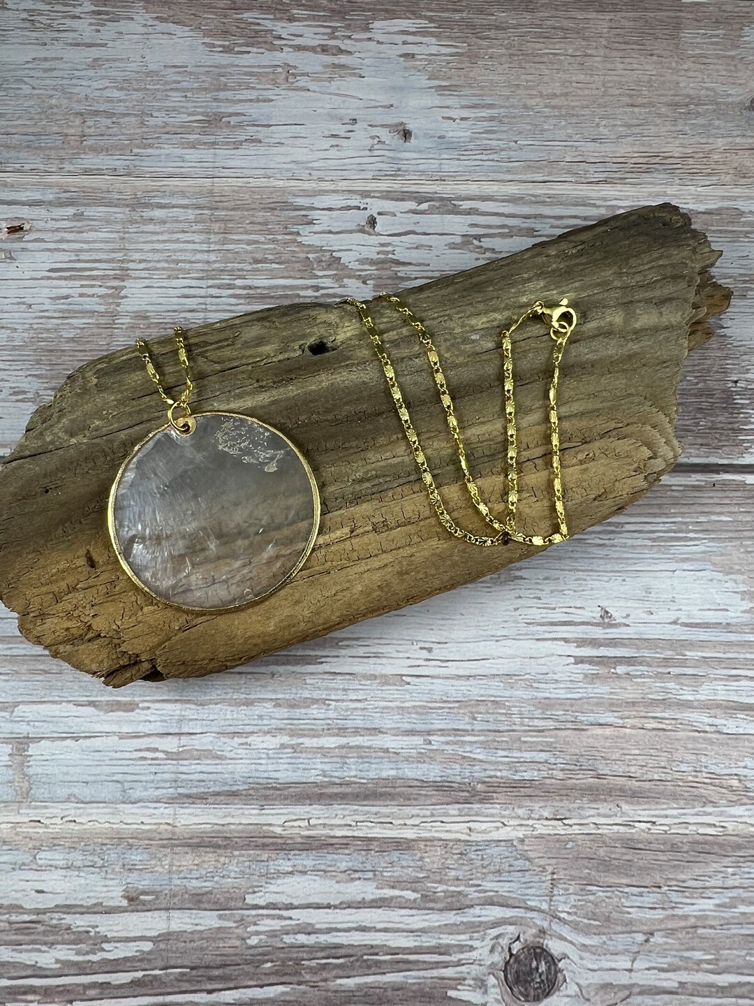 Medium Capiz Shell Necklace, Shell on Chain - Etsy