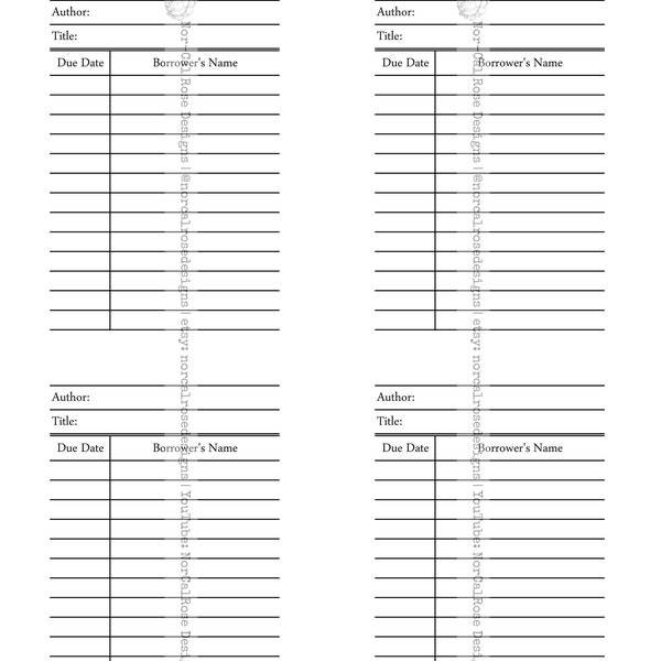 Library Cards - Etsy