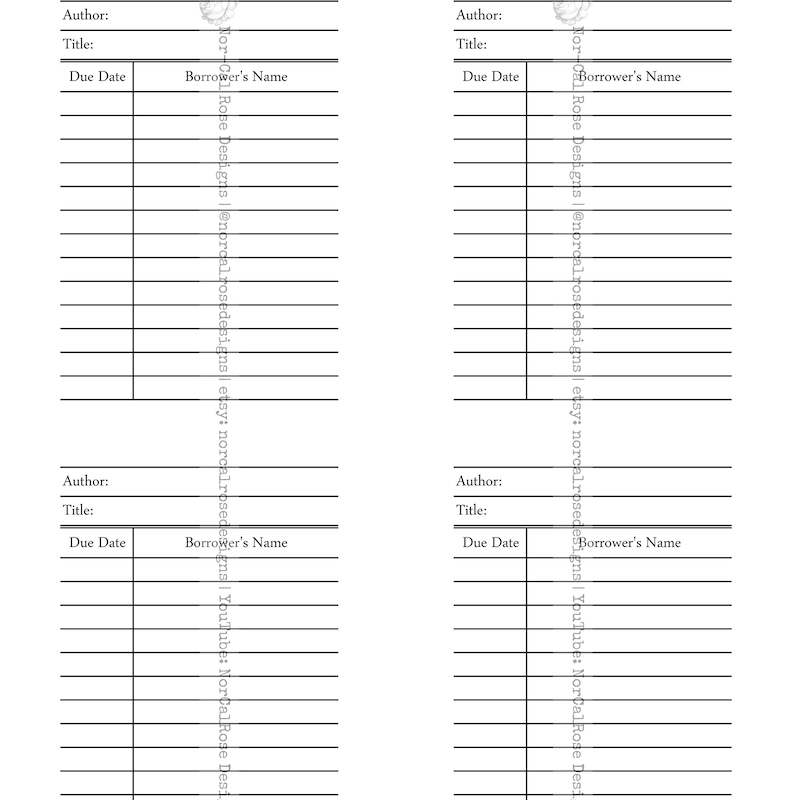 Blank Library Cards - Etsy