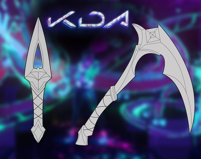 KDA Akali Weapon Blueprint Pattern Kama and Kunai - Etsy