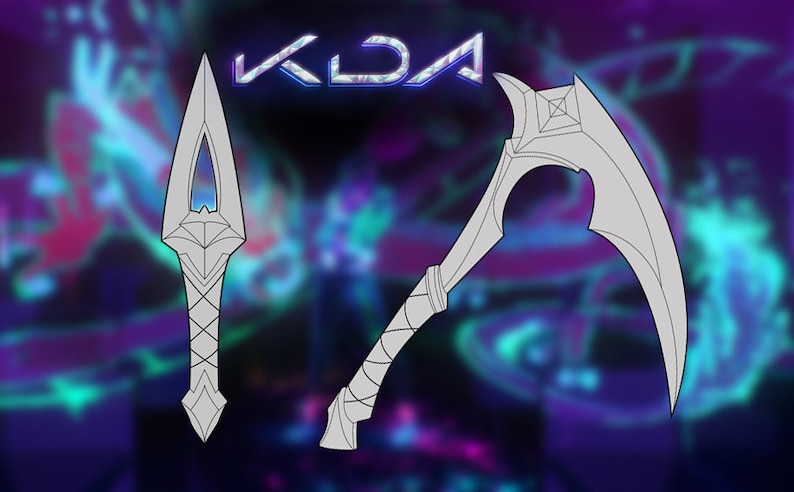 KDA Akali Weapon Blueprint Pattern- Kama and Kunai - Etsy