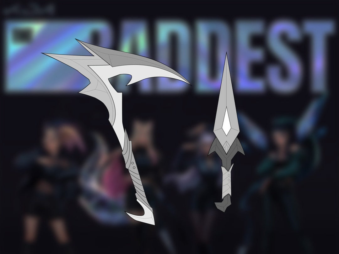 KDA- Baddest- Akali Weapon Blueprint Pattern- Kama and Kunai - Etsy