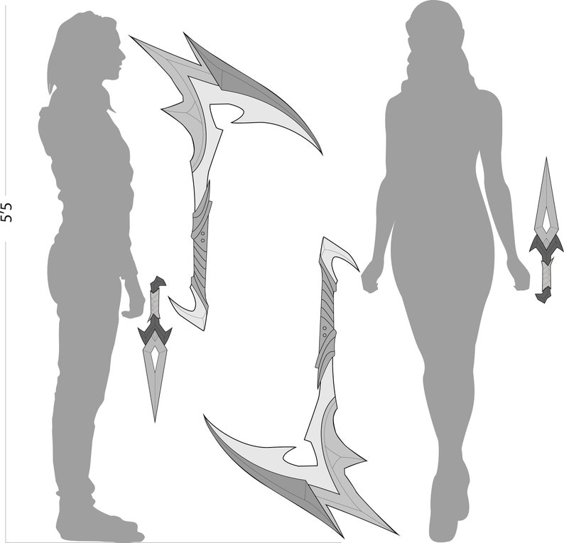 KDA Baddest Akali Weapon Blueprint Pattern Kama and Kunai - Etsy