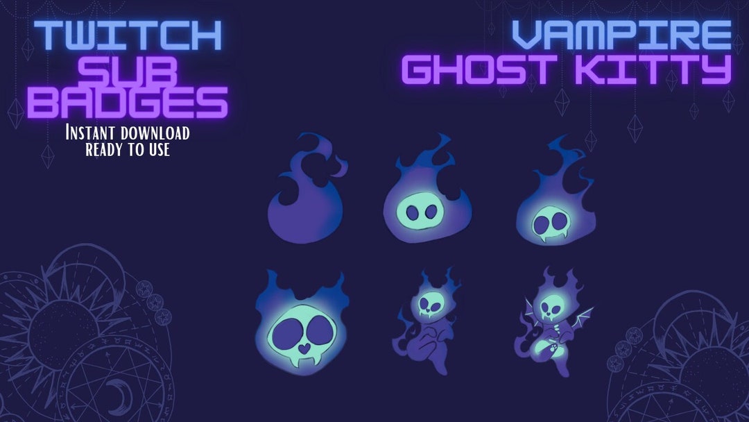 Vampire Bat Ghost Cat Badge | Cat Twitch Badges | Sub & Bit Badges | Streaming Assets | Ghost ...