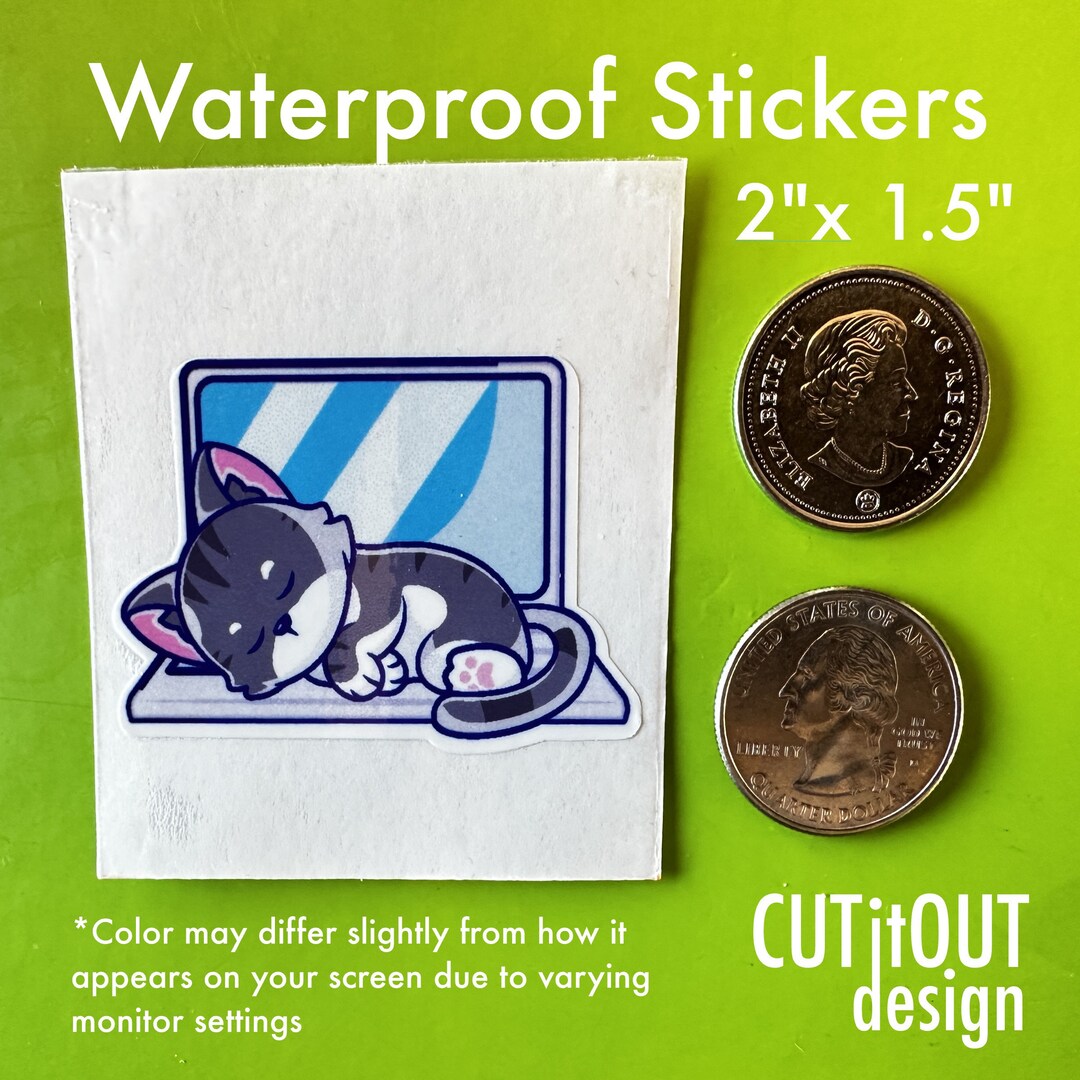 WATERPROOF STICKERS Cat Tech Support, Glossy Finish Decal, Funny, Great ...