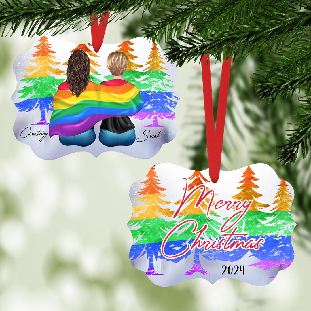 Personalized Gay Pride Couple Christmas Ornament, LGBTQ Christmas ...