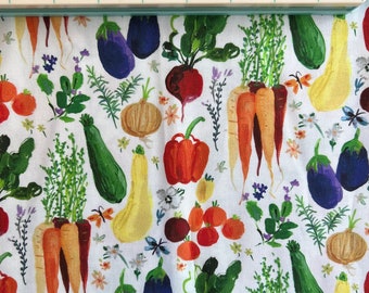 Vegetables Fabric My Veg Garden by Damaste Carrots Tomato Eggplants ...