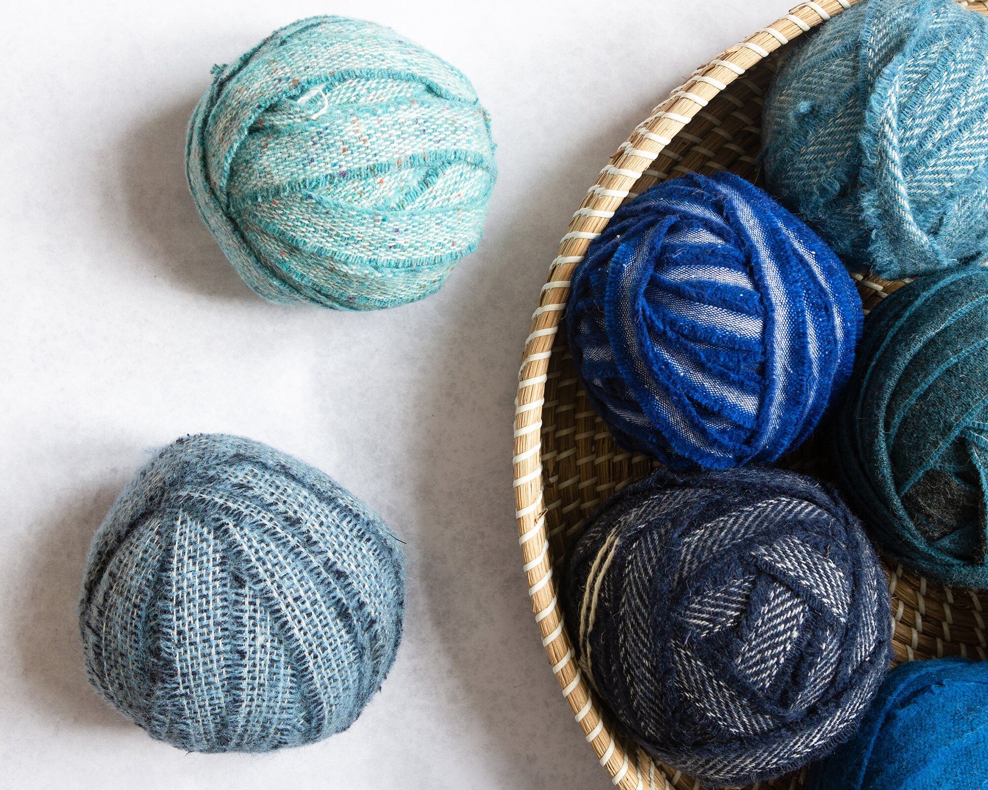 100% Wool Rag Rug Blanket Yarn Selvedge Edge Strips (blues) - Etsy