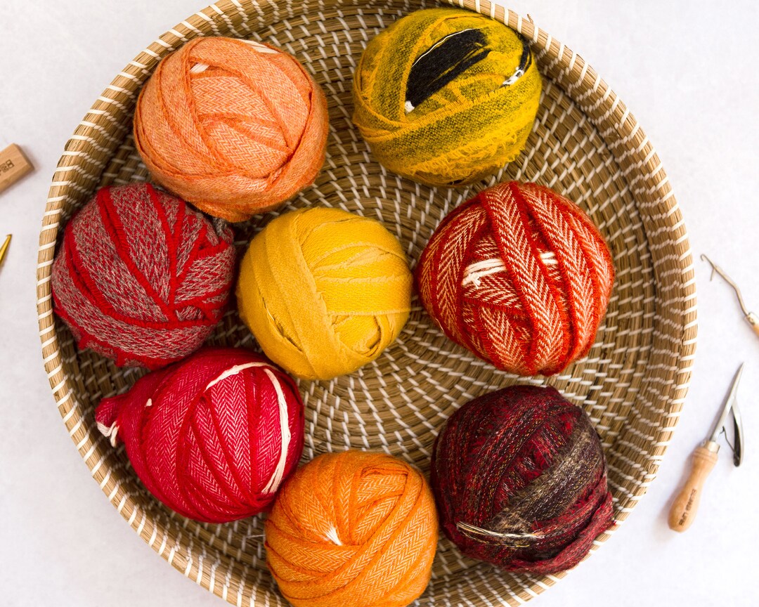 100% Wool Rag Rug Blanket Yarn Selvedge Edge Strips (red, Orange ...