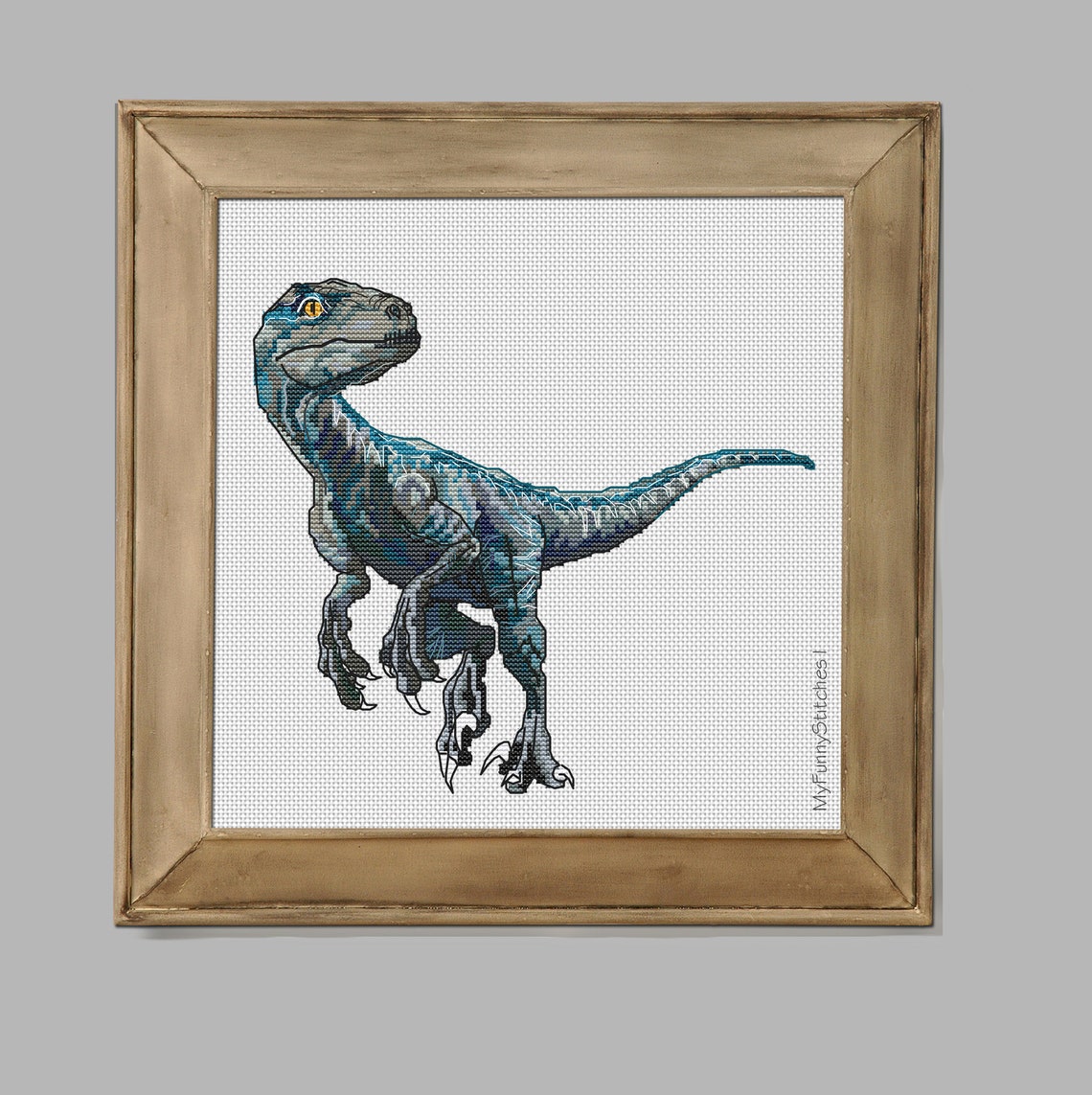 Raptor Blue Cross Stitch Pattern Velociraptor Jurassic - Etsy