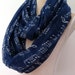 Navy Music Notes Print Infinity / Long Scarf Women's Accessories Gift ...