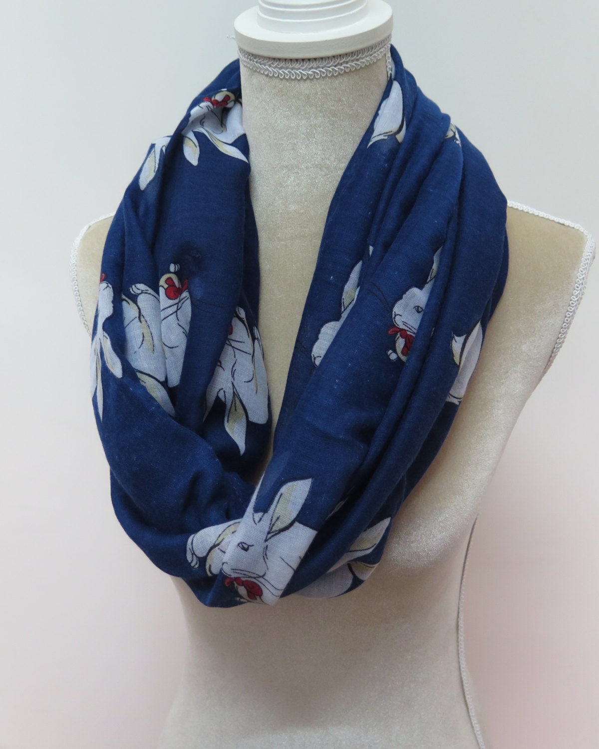 Navy Blue Rabbit Bunny Print Women's Infinity / Long Scarf Gift Ideas ...