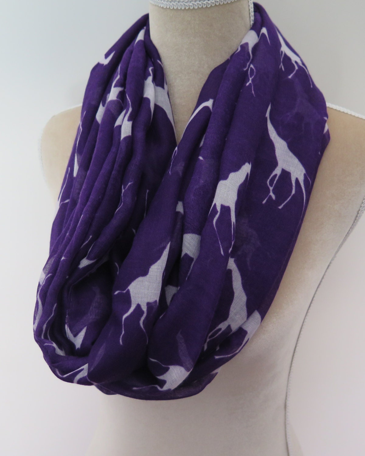Purple and White Giraffe Print Infinity / Long Scarf Gift Ideas - Etsy