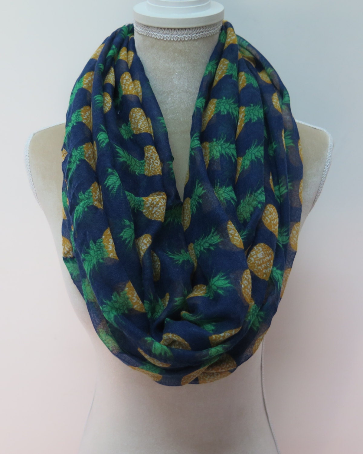 Blue Pineapple Print Infinity / Long Women's Scarf - Etsy