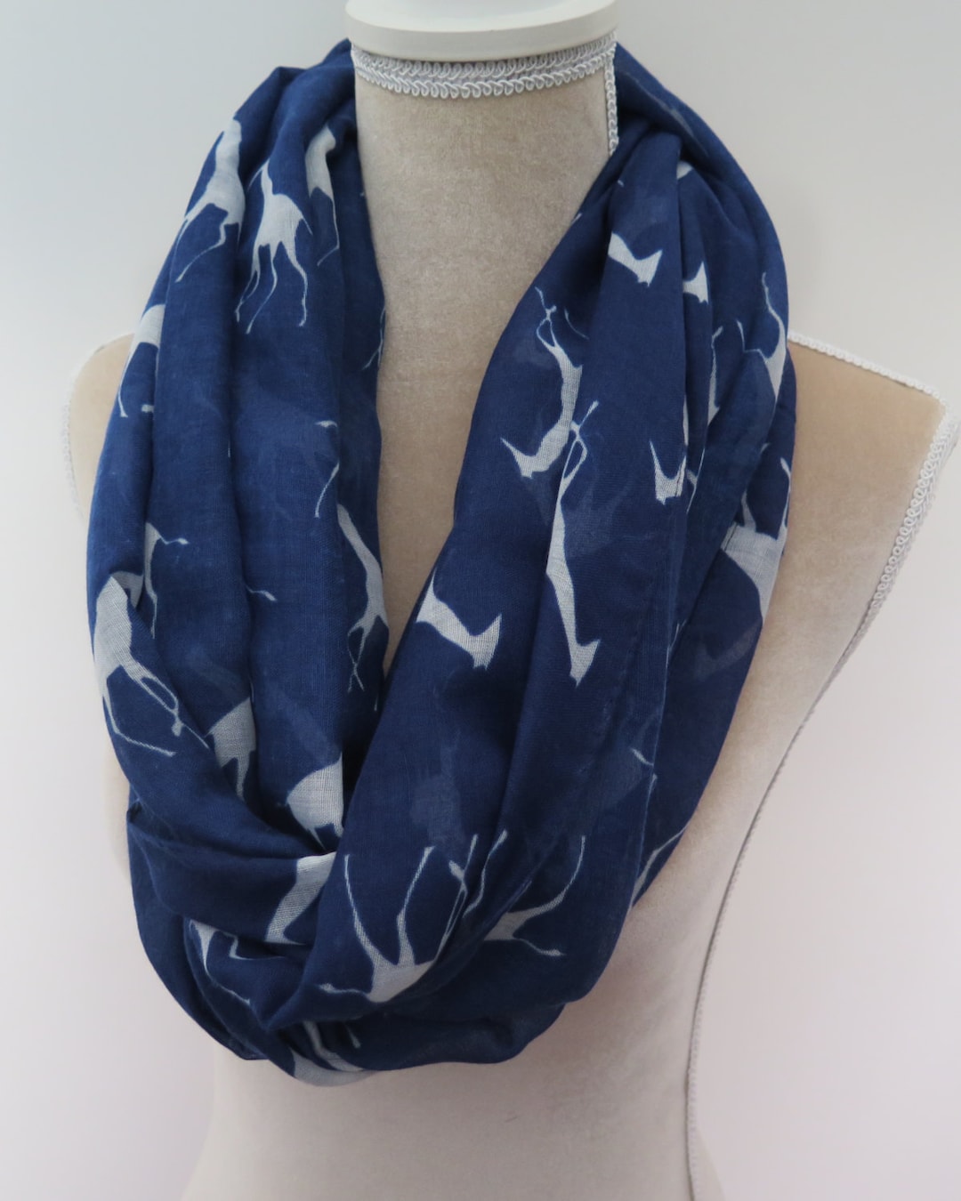 Navy Blue and White Giraffe Print Infinity / Long Scarf Gift Ideas - Etsy