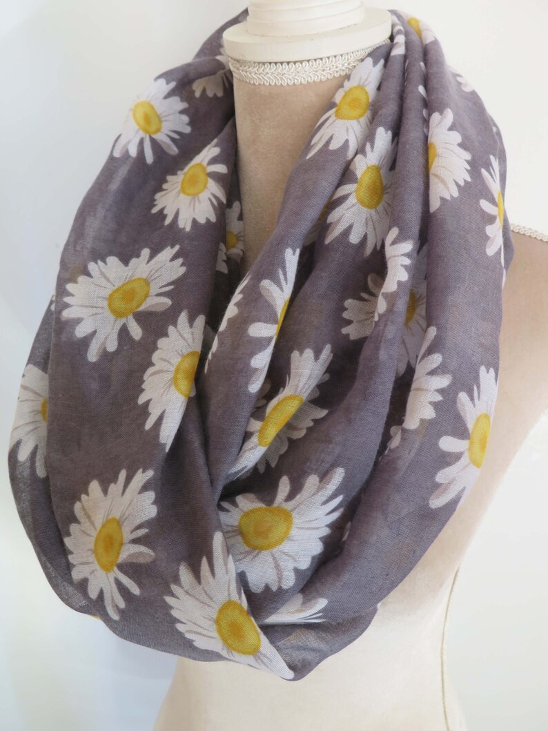 Daisy Flowers Print Women's Infinity / Long Scarf - Etsy
