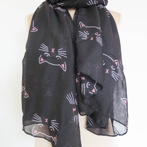 Cute Cat Animal Print Infinity/oblong Scarf for Women Gift Accessories ...