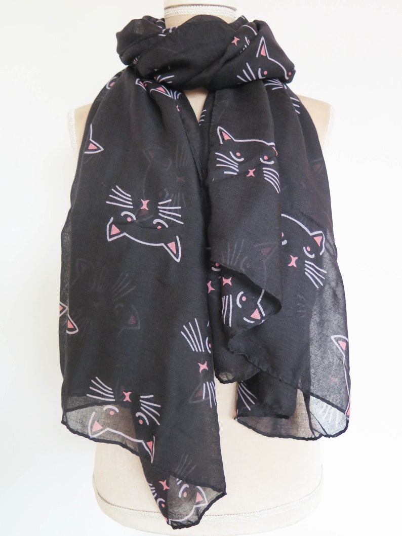 Cute Cat Animal Print Infinity/oblong Scarf for Women Gift Accessories ...