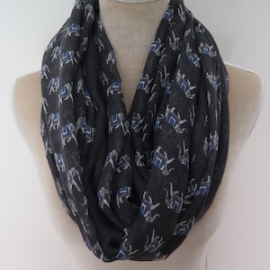 Black Elephant Print Infinity / Long Scarf Women's Accessories Gift ...