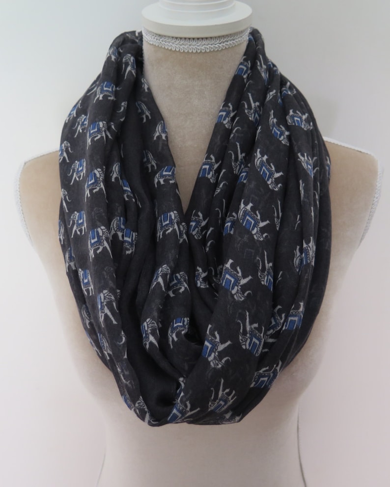Black Elephant Print Infinity / Long Scarf Women's Accessories Gift ...