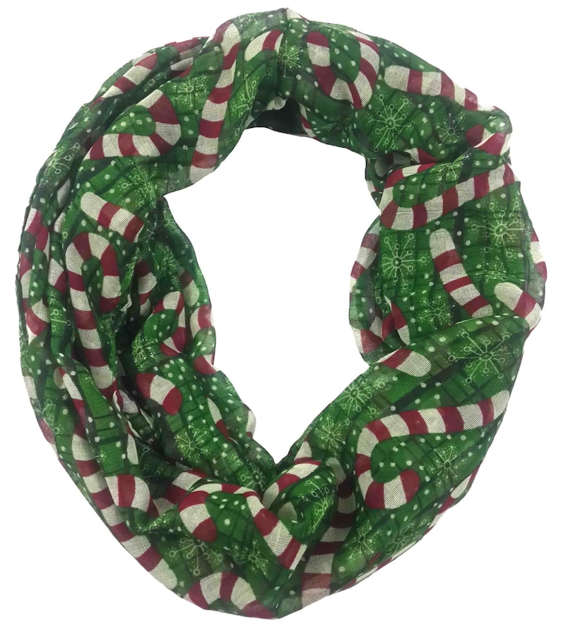 Candy Cane Print Infinity Loop Scarf Christmas Xmas Gift for Her - Etsy