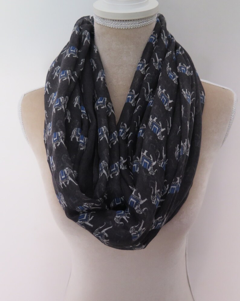 Black Elephant Print Infinity / Long Scarf Women's Accessories Gift ...