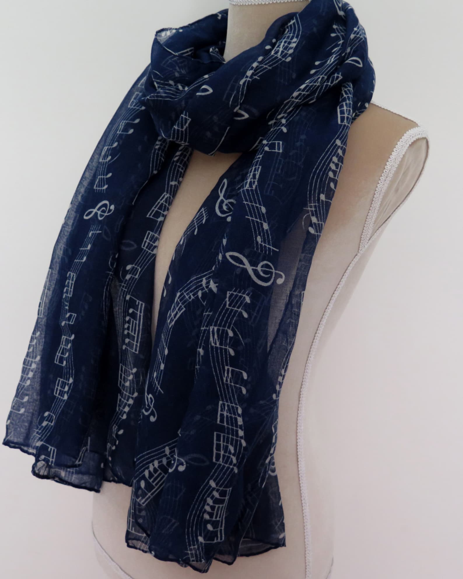 Navy Music Notes Print Infinity / Long Scarf Women's - Etsy