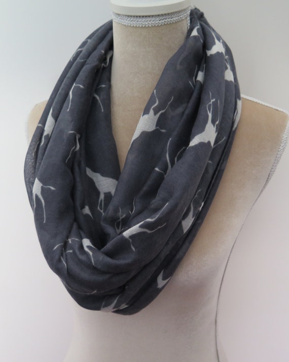 Grey and White Giraffe Animal Print Infinity / Long Scarf Gift | Etsy
