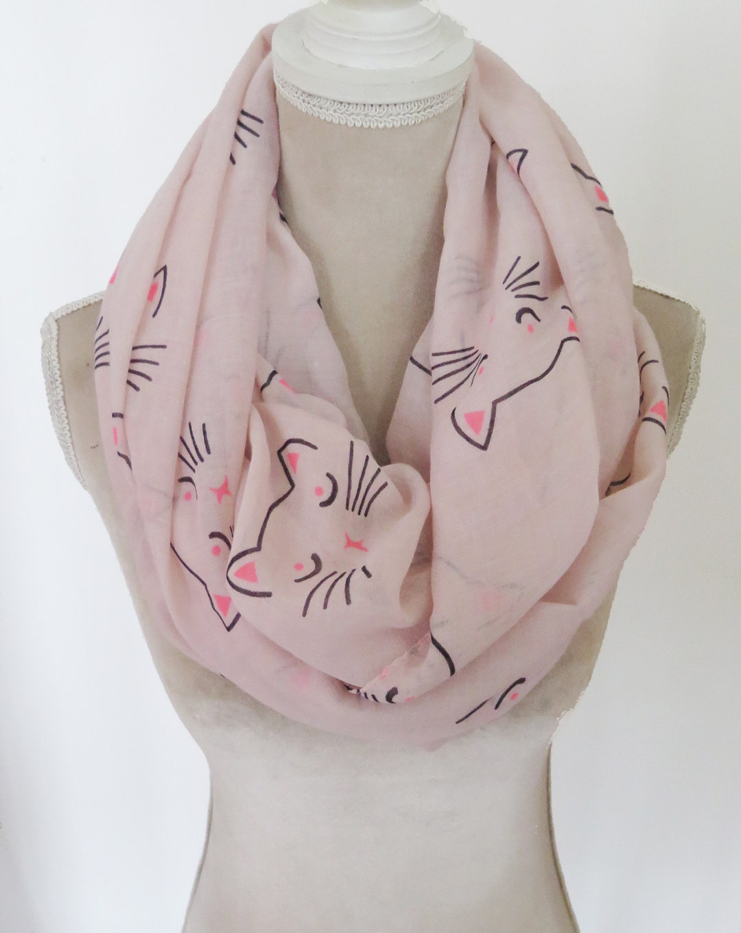 Cute Cat Animal Print Infinity/oblong Scarf for Women Gift Accessories ...