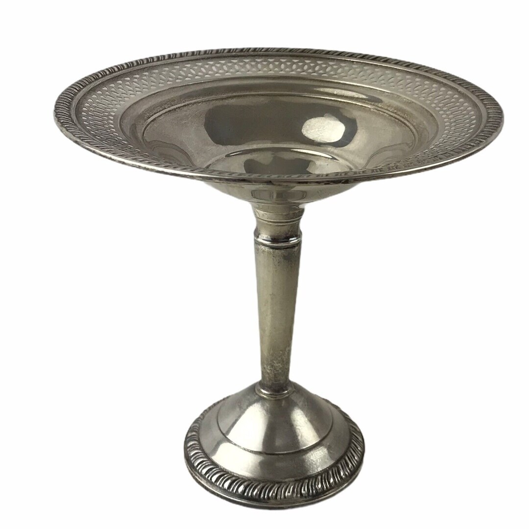 Vintage Sterling Silver Crown Gadroon Raised Compote Pierced Edge ...