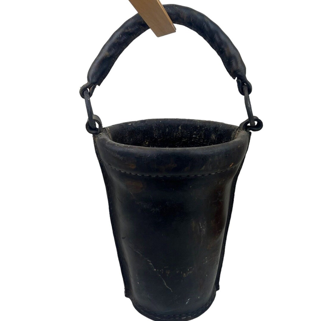 Antique Leather Fire Bucket Primitive Farmhouse Brigade Old Sony Prop ...