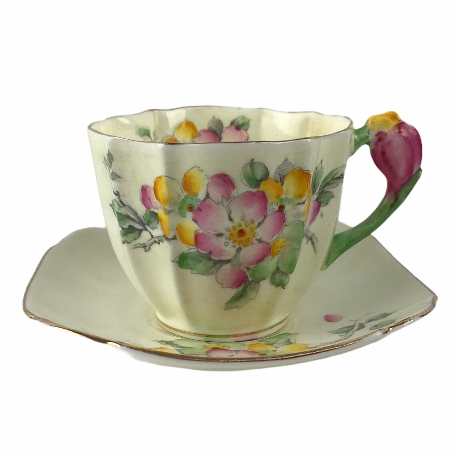 Vintage Paragon England Figural Apple Blossom Handle Teacup & Saucer ...