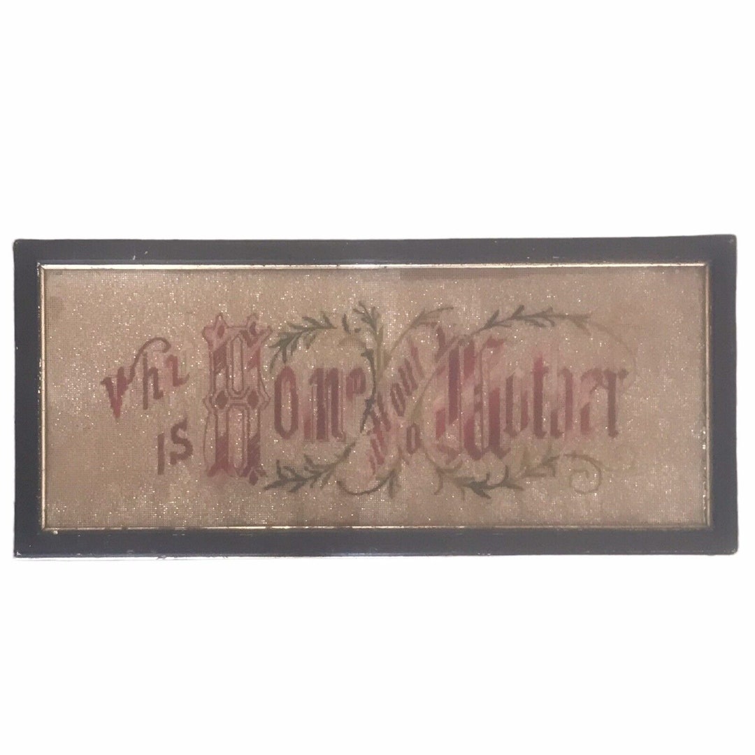 Antique Victorian Motto Embroidered Punched Paper Sampler Home Without ...