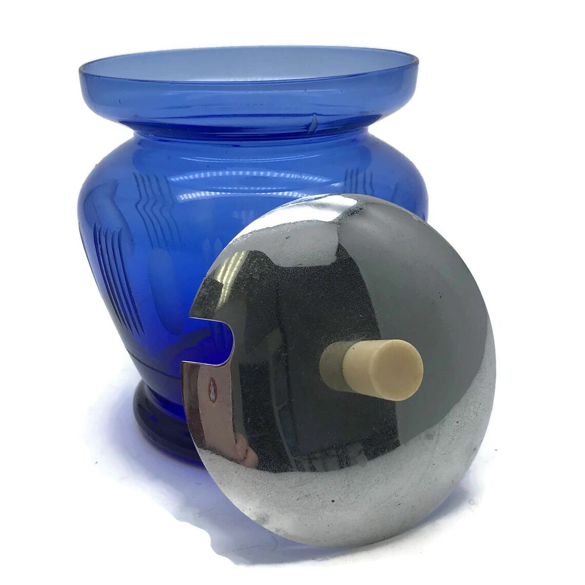 Vintage Cobalt Ritz Blue Depression Glass Mustard Condiment | Etsy