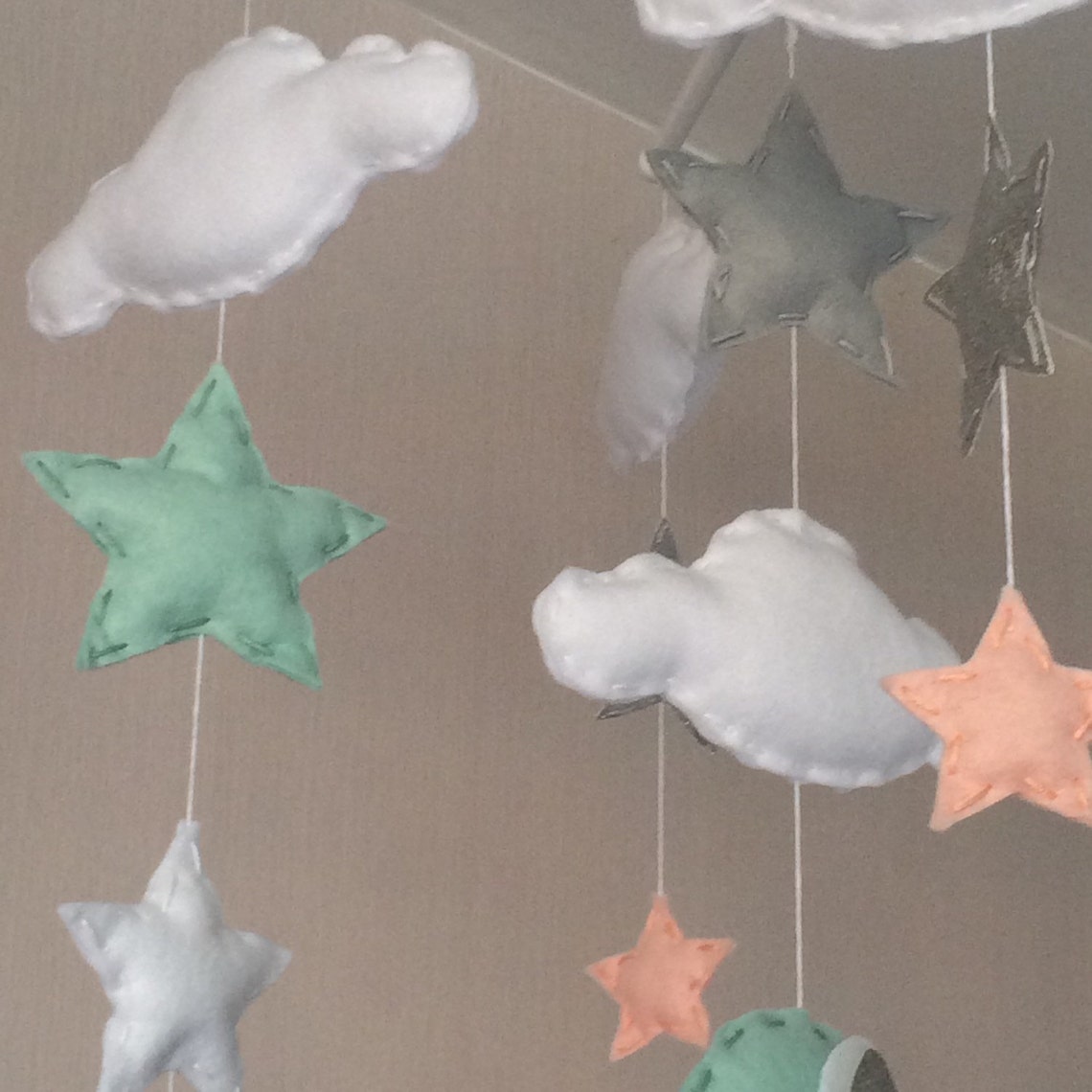 Baby Mobile Cot Mobile Clouds Stars and Elephant Cloud - Etsy