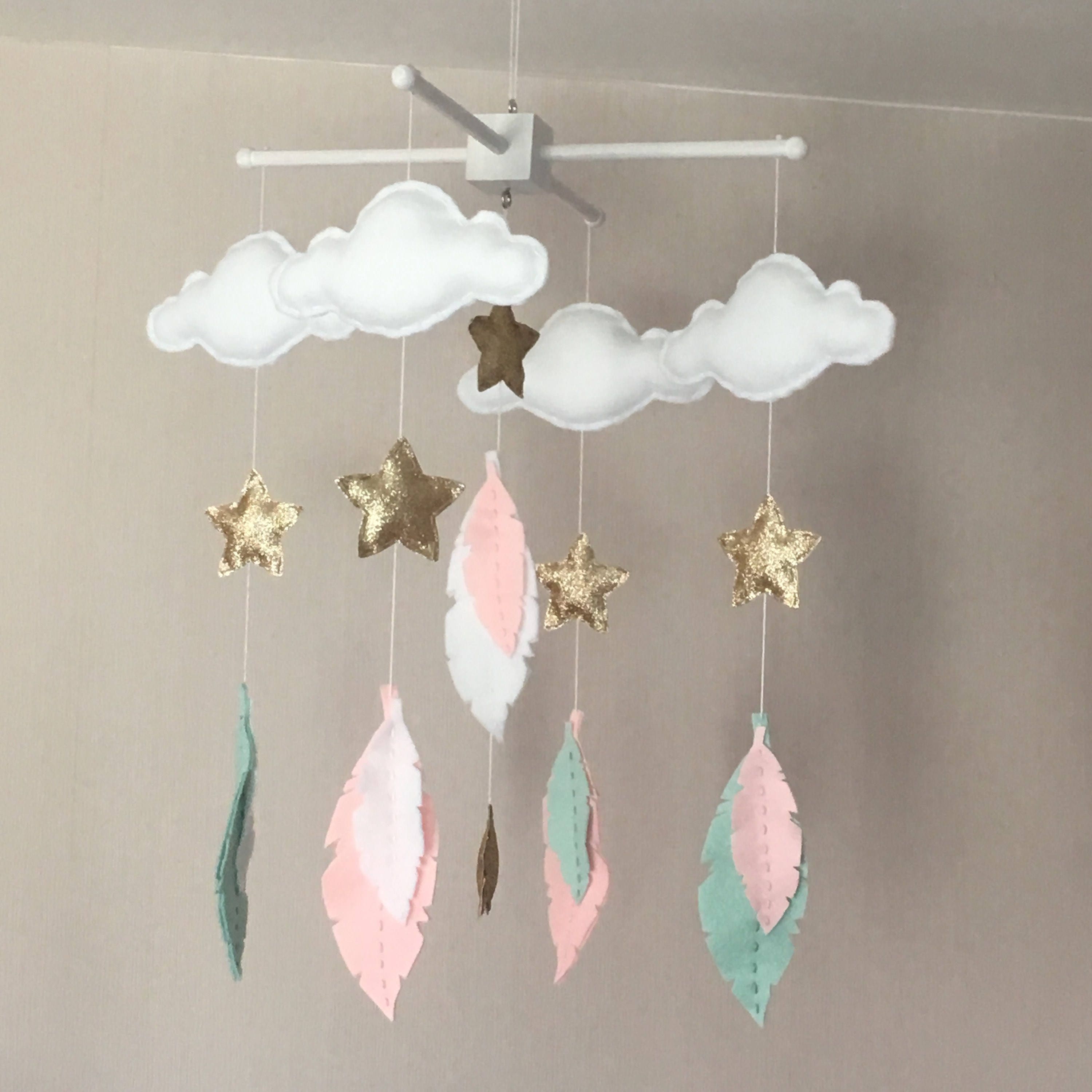 Baby Mobile Baby Girl Mobile Cot Mobile Feather Mobile - Etsy UK