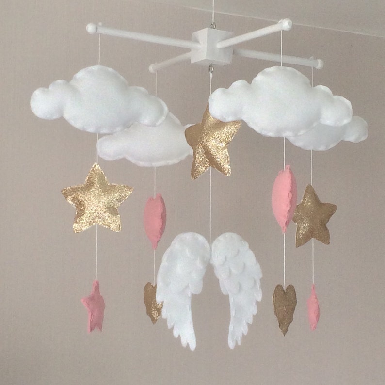 Baby mobile Baby girl mobile Cot mobile Angel wings | Etsy