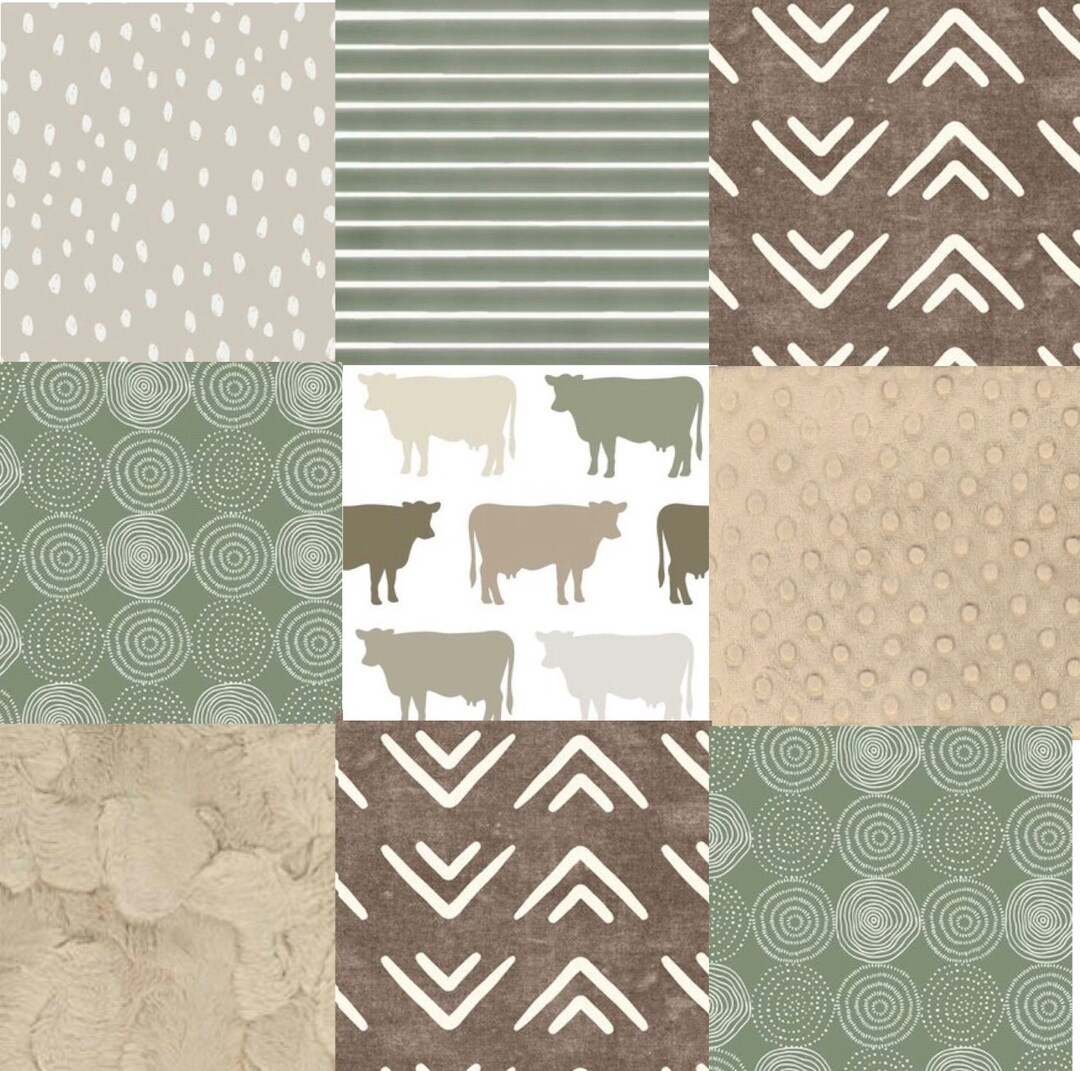 Neutral Colored Baby Bedding in Sage Green Brown and Tan, Western ...